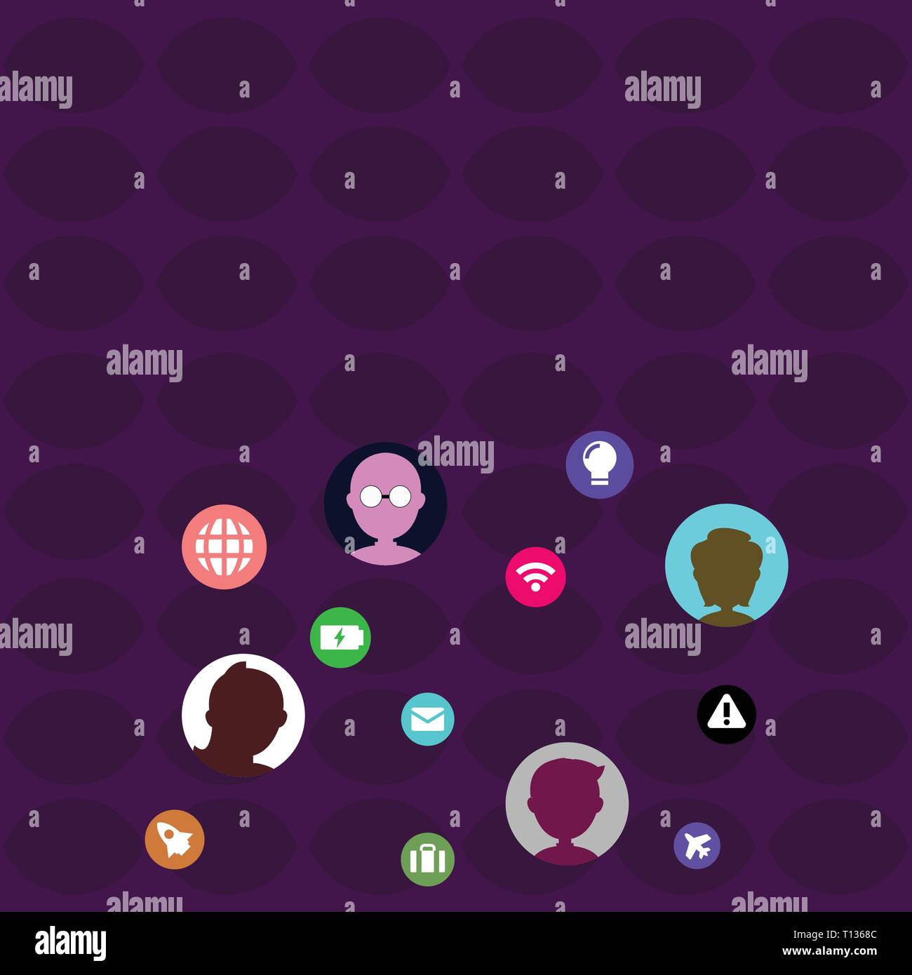 Networking Technical Icons with Chat Heads Scattered on Screen for Link ... Networking Technical Icons with Chat Heads Scattered on Screen for Link ...