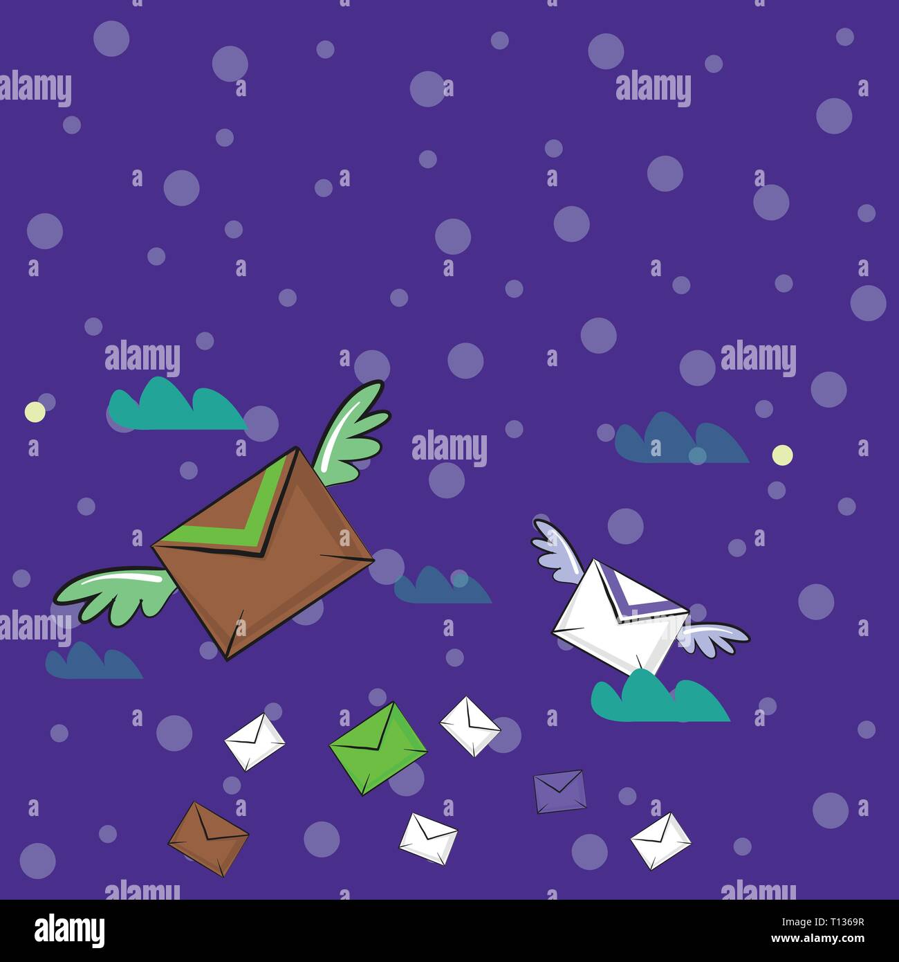 Many Colorful Airmail Flying Letter Envelopes and Two of Them with ...