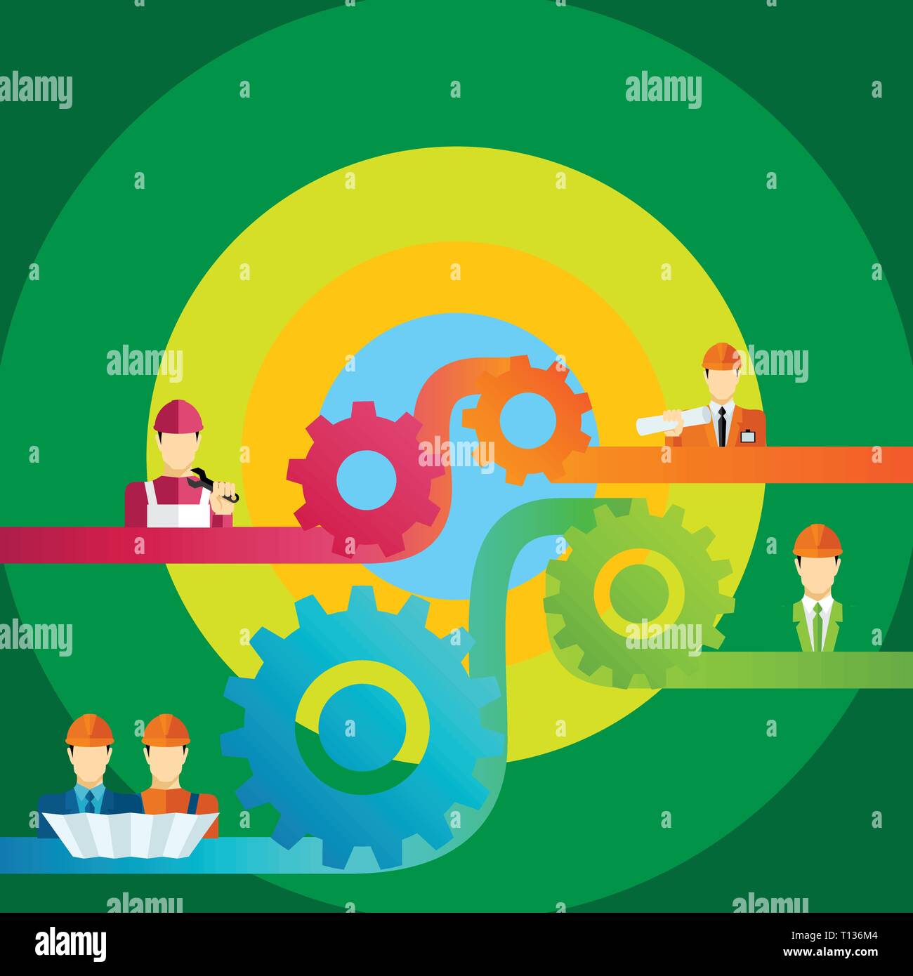 Cog Gear Setting Icon Connecting Men from Different Professional ...