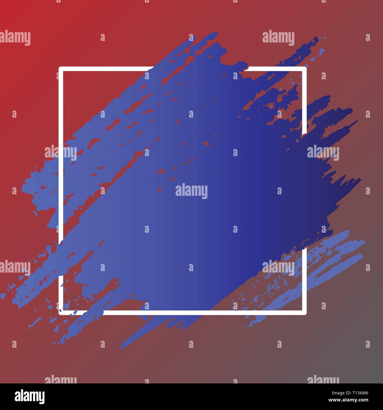 Blue Tone Paint Inside Square Line Frame. Textured Smudges with Blank ...