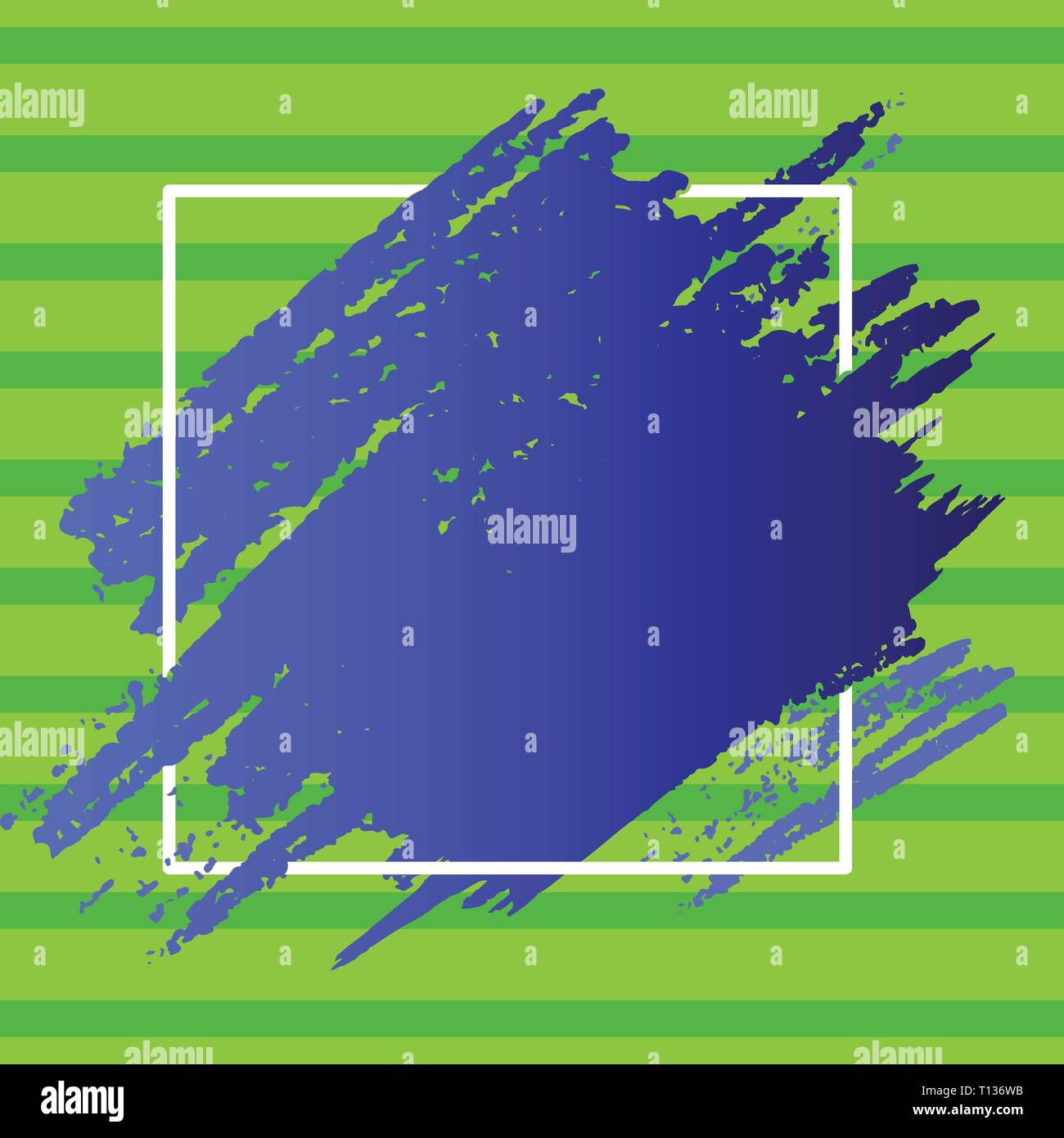 Blue Tone Paint Inside Square Line Frame. Textured Smudges with Blank ...