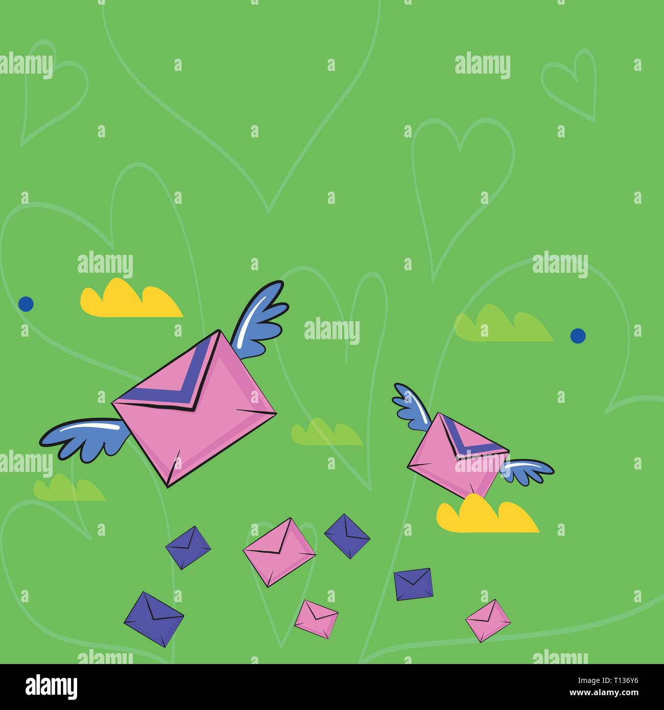Many Colorful Airmail Flying Letter Envelopes and Two of Them with ...