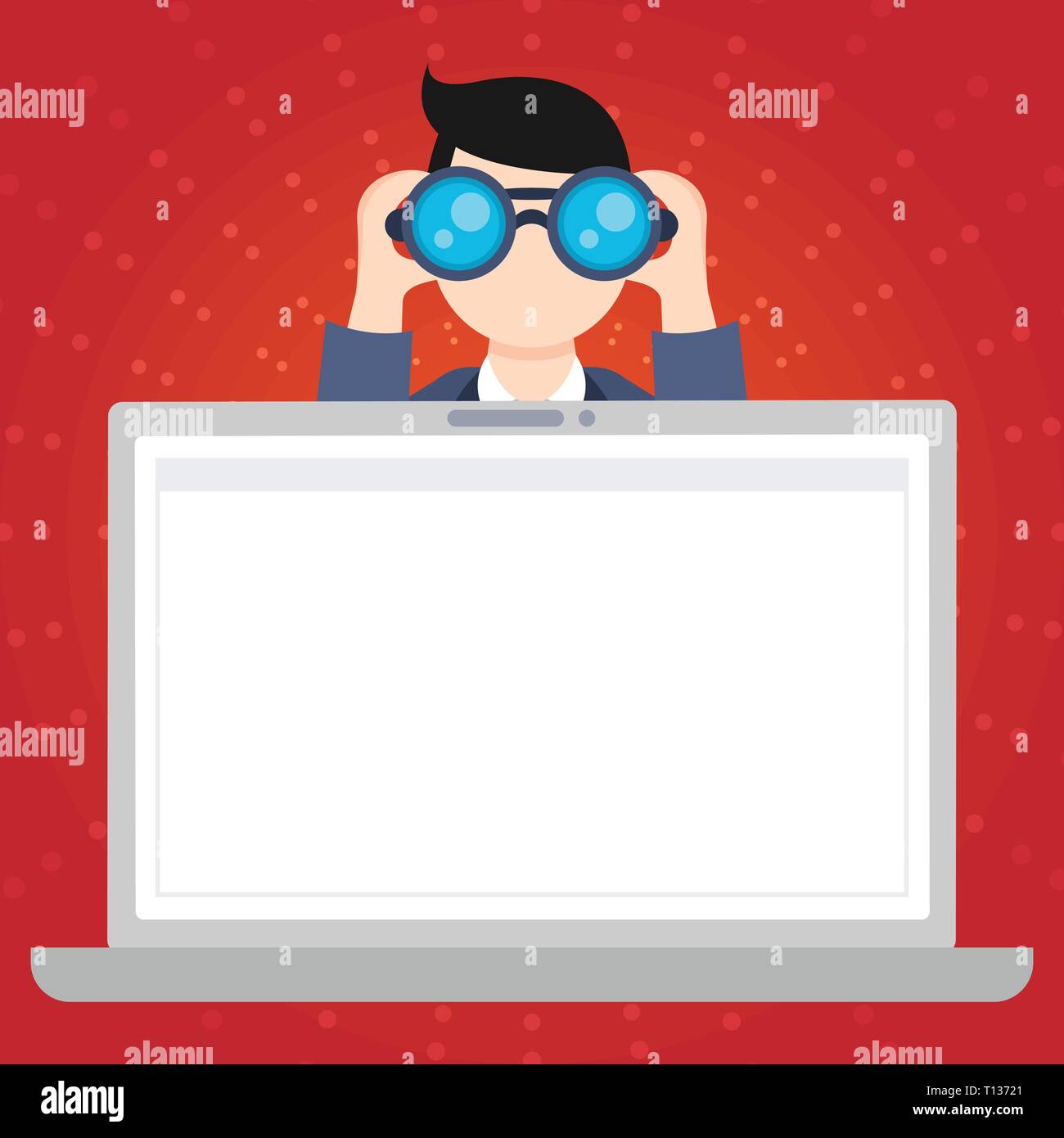 Man behind laptop screen Stock Vector Images - Alamy