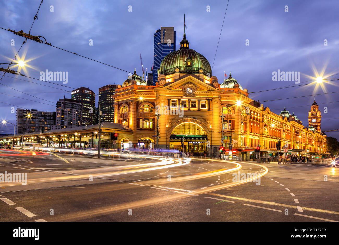 Light trials at Flinders Street Railway Station, Melbourne, Australia ...