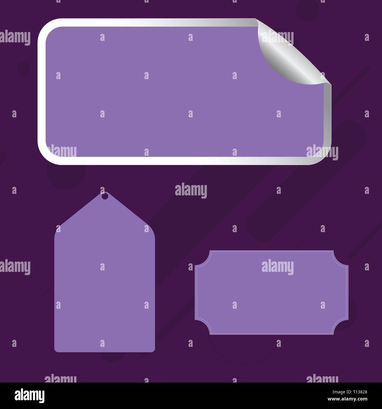 Blank Color Label, Self Adhesive Sticker with Border, Bended Corner and ...