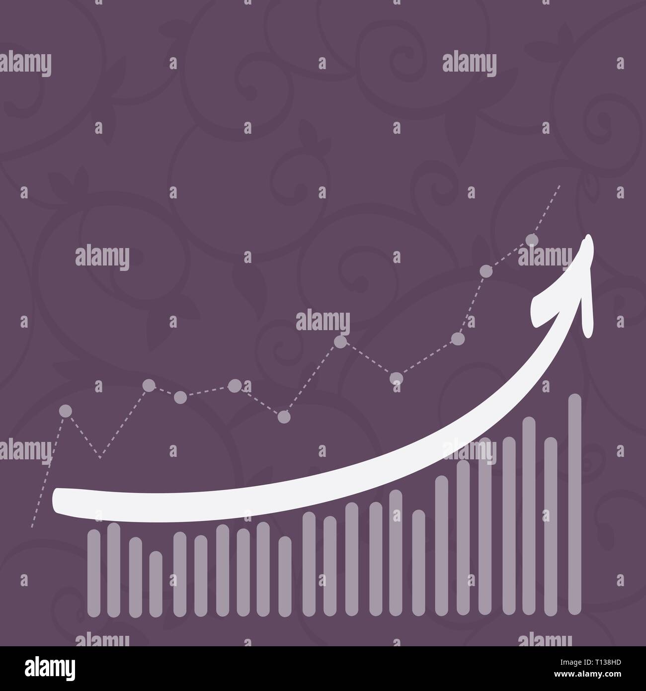 Combination of Colorful Column and Line Graphic Chart with Arrow Going ...