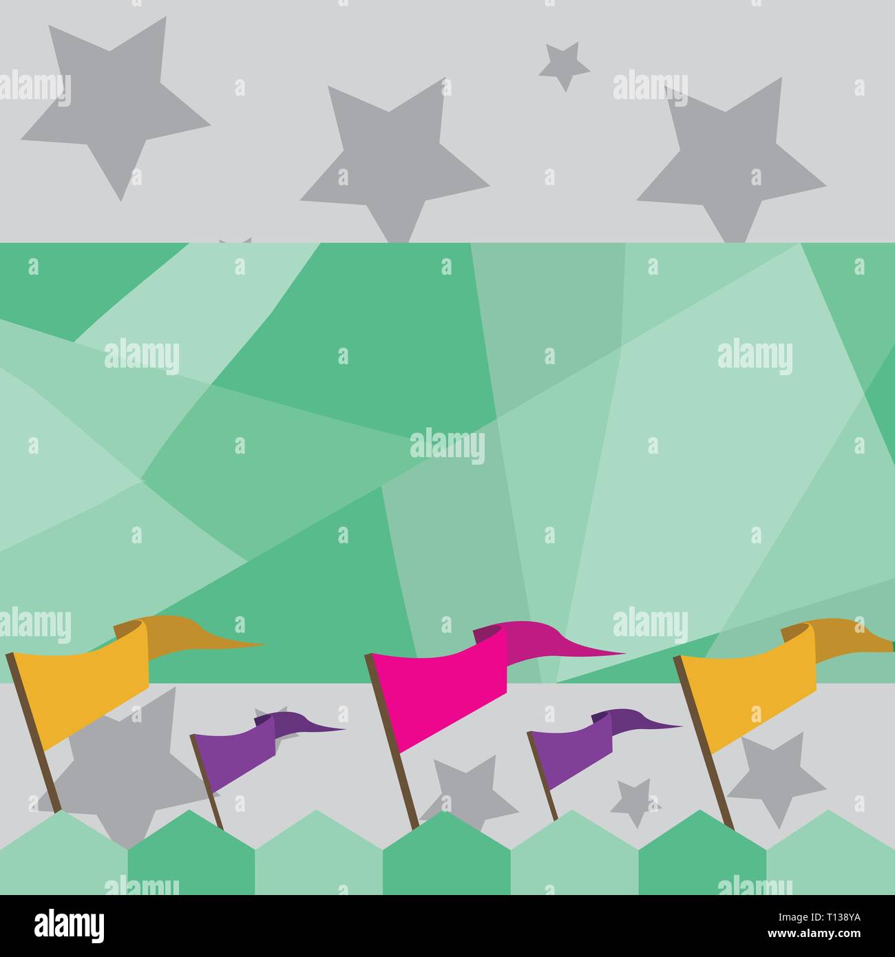 Blank Solid Colorful Pennant Streamer Flag on Stick Mounted on Picket ...