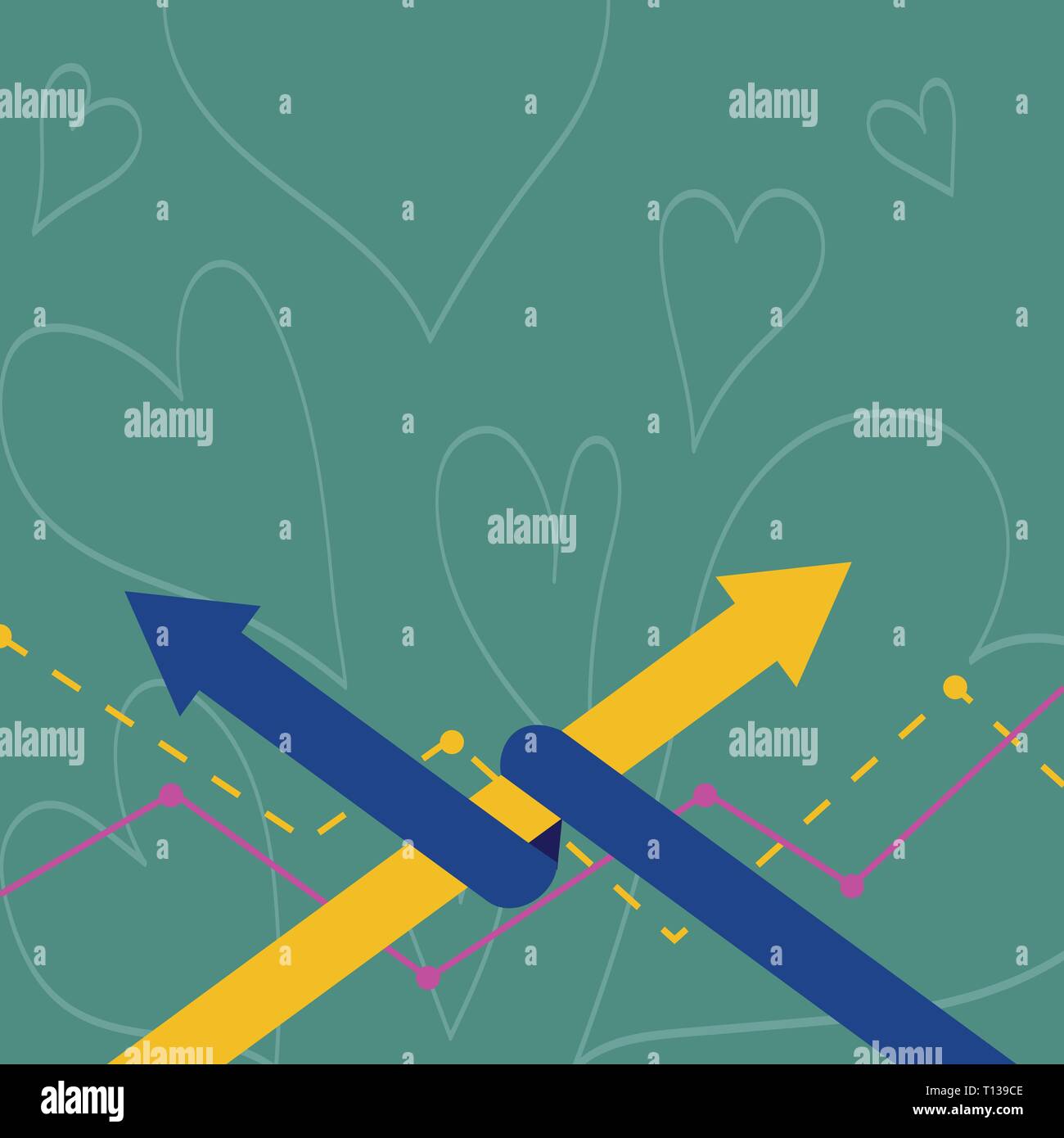 Two Arrows where One is Intertwined to the other as Team Up or ...