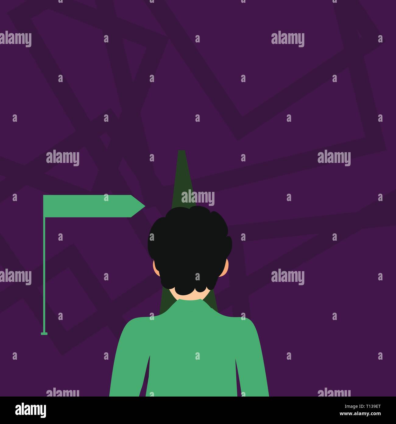 Man Facing the Distance Ahead and Blocking the View of Straight Narrow ...