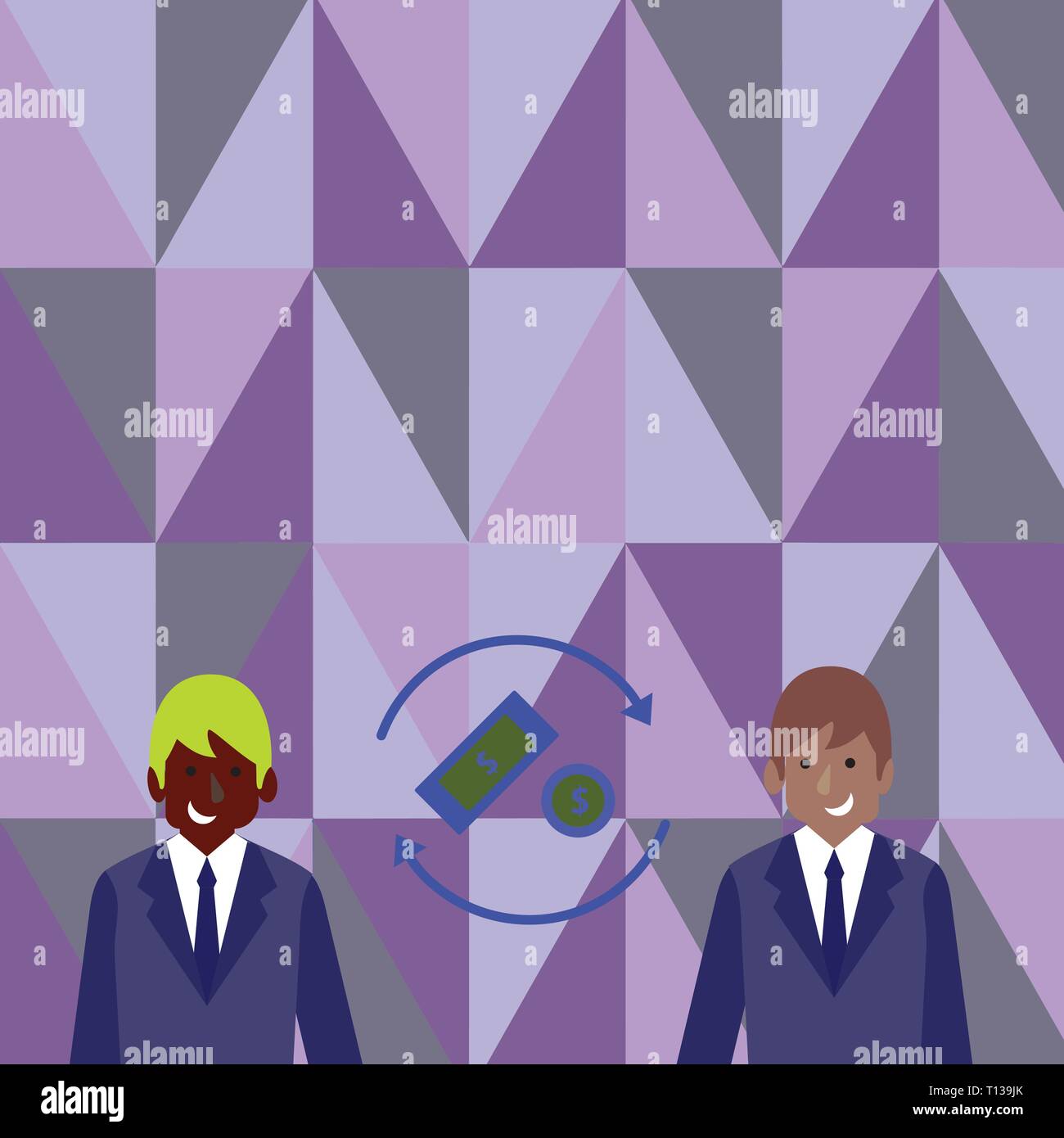 Money in Dollar Currency Sign Inside Rotating Arrows Between Two ...