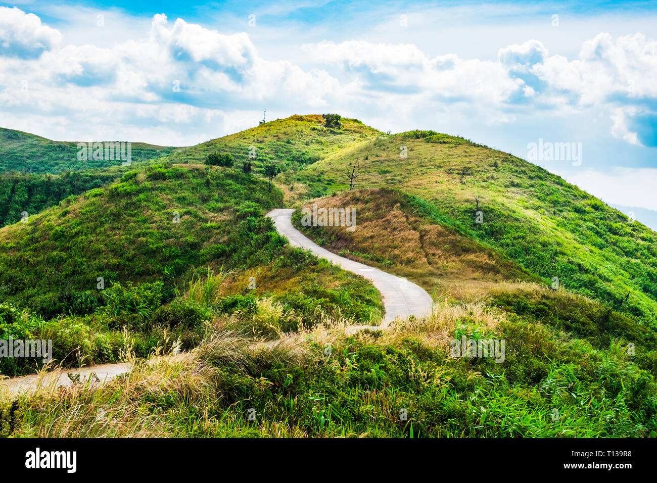 Curve path on the peak mountain hill Stock Photo - Alamy