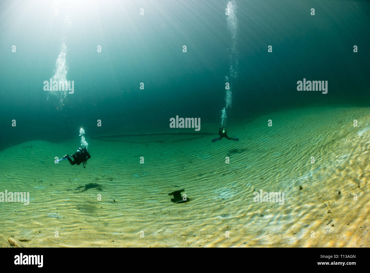 Cold water scuba diving in Austria Stock Photo - Alamy