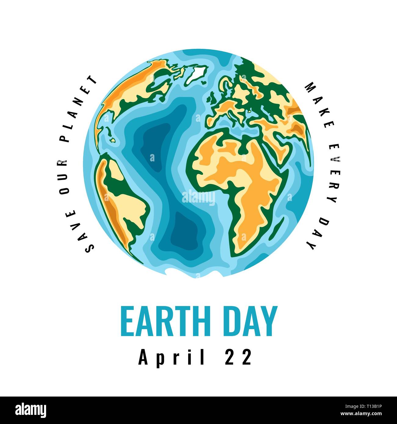 Happy World Earth Day. April 22. 3d paper cut style design. Vector ...