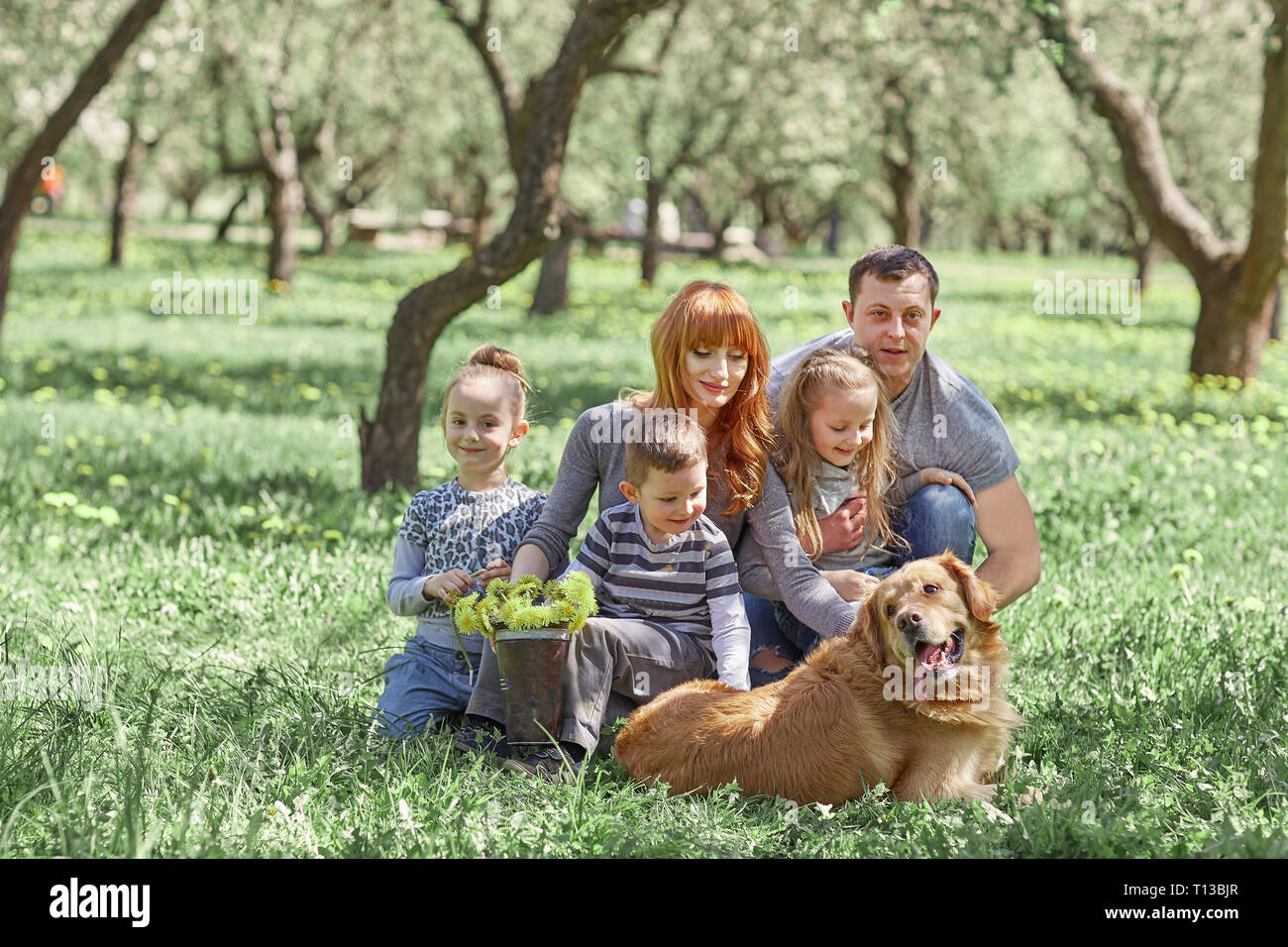 happy family on a picnic on a spring day Stock Photo - Alamy