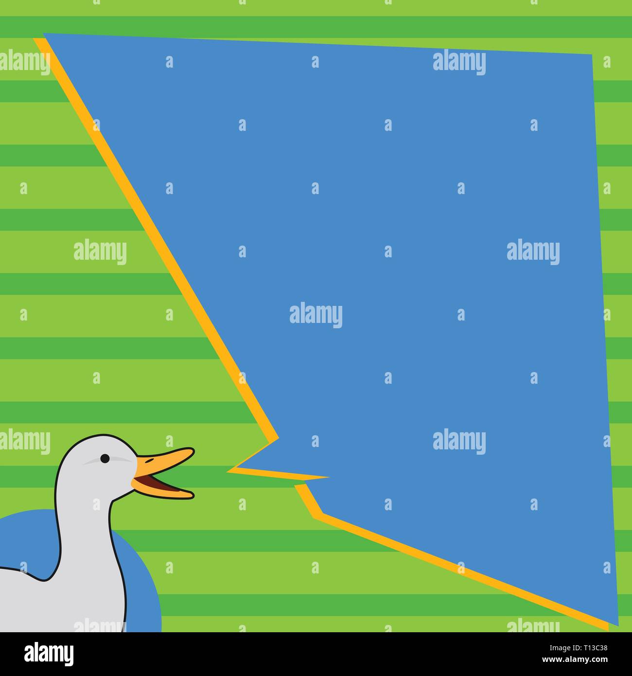 Illustration of Duck Speaking with Uneven Shape Blank Blue Speech ...