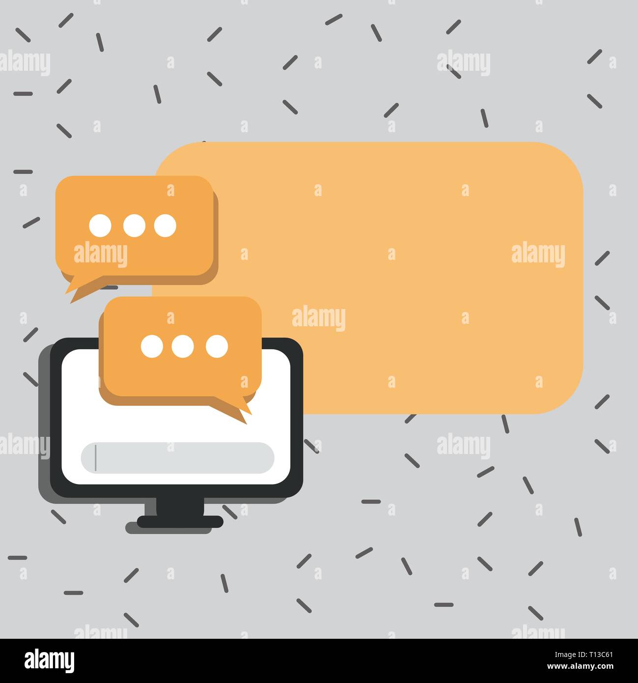 Blank Computer Monitor and Two Speech Balloon with Three Dots for Chat ...