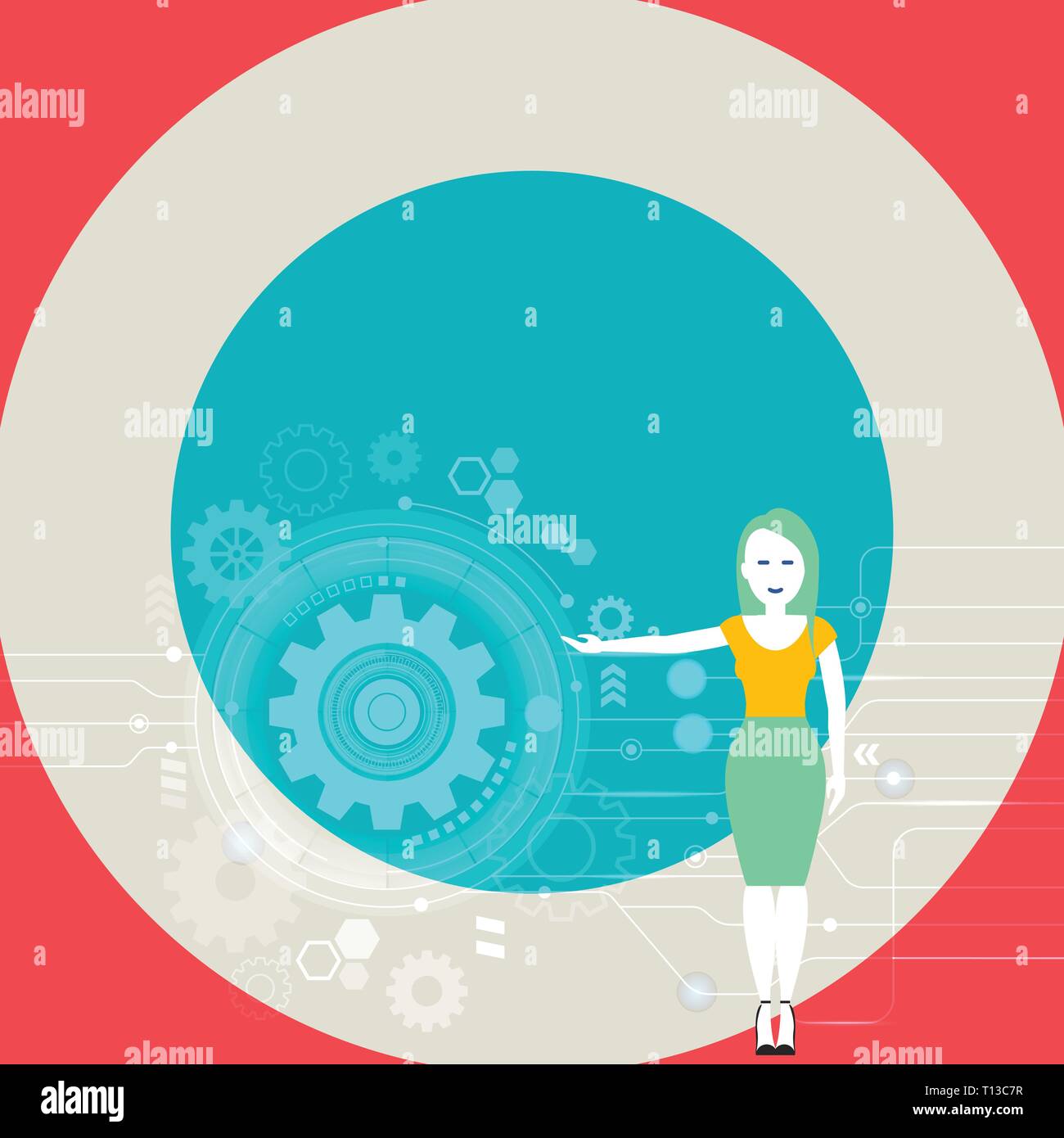 Woman standing inside circle Stock Vector Images - Alamy