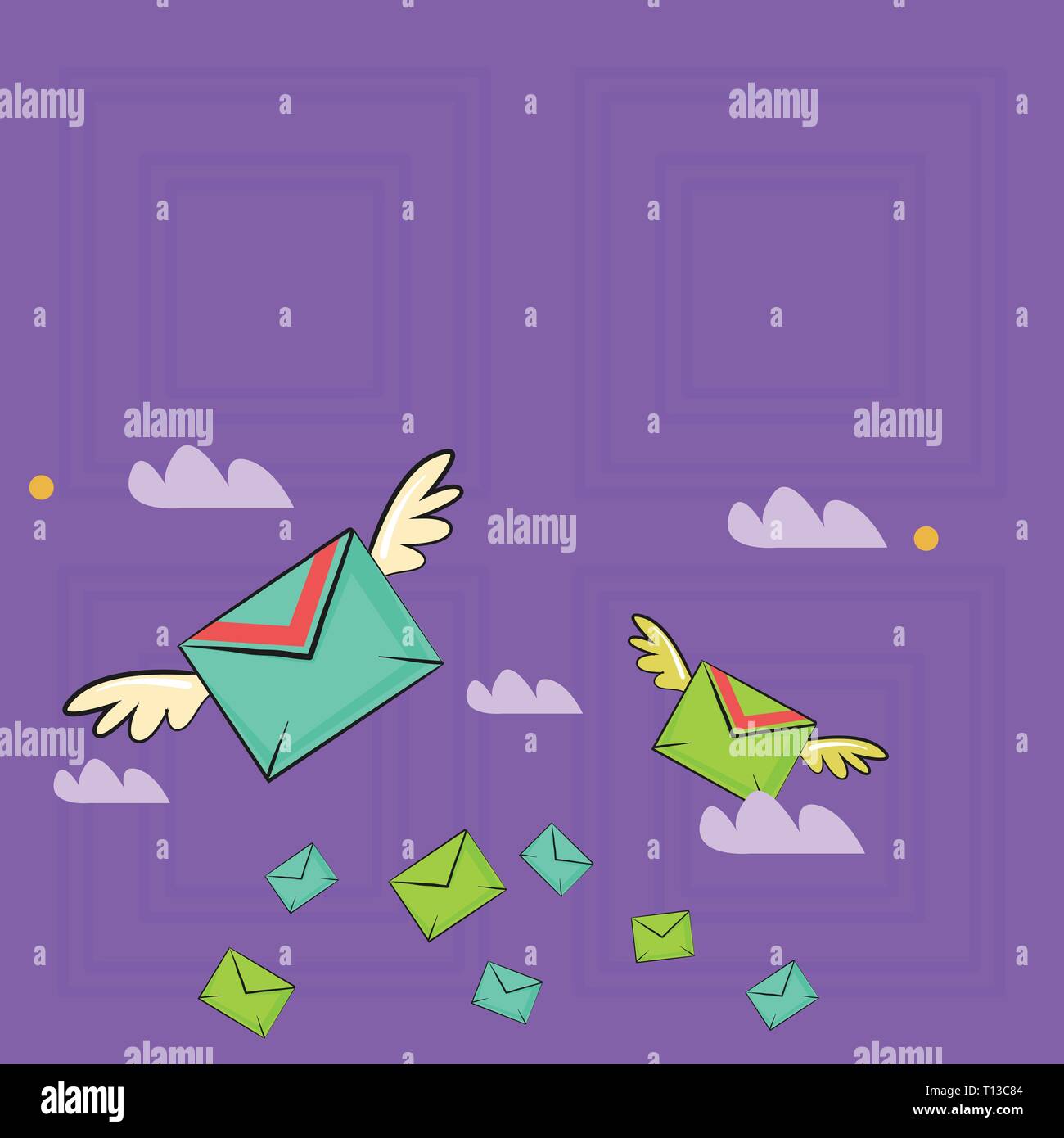 Many Colorful Airmail Flying Letter Envelopes and Two of Them with ...