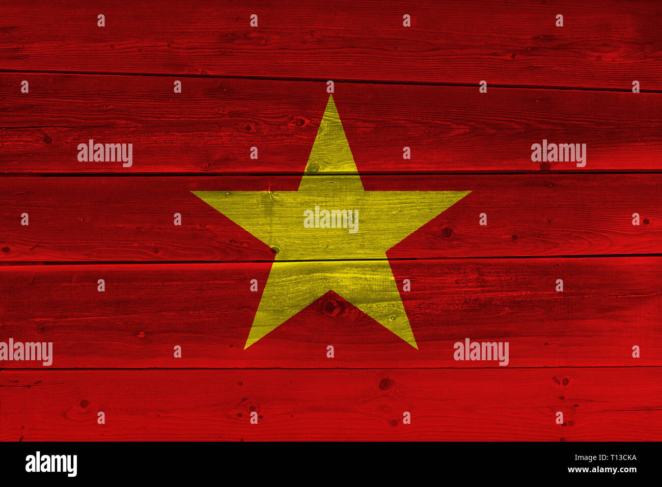 Vietnam flag painted on old wood plank. Patriotic background. National ...
