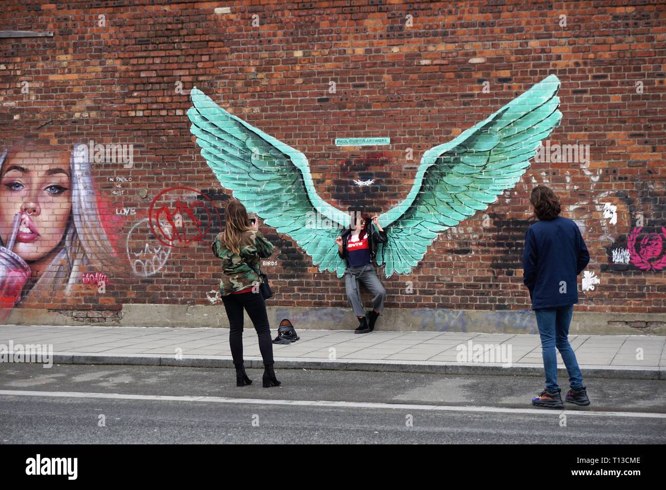 Paul Curtis's 'For All Liverpool's Liver Birds' Street Art Stock Photo ...