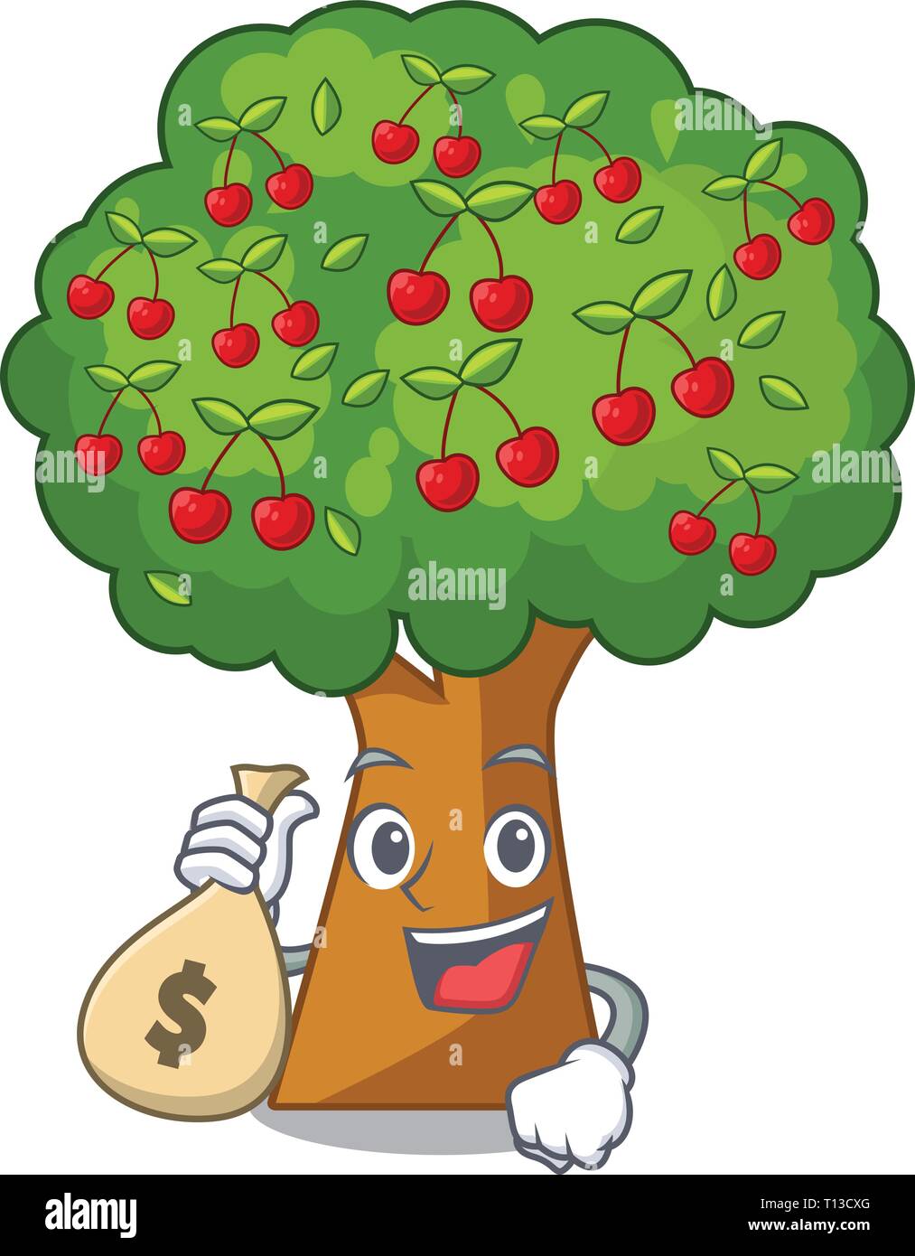 With money bag cherry tree in the cartoon shape Stock Vector Image ...