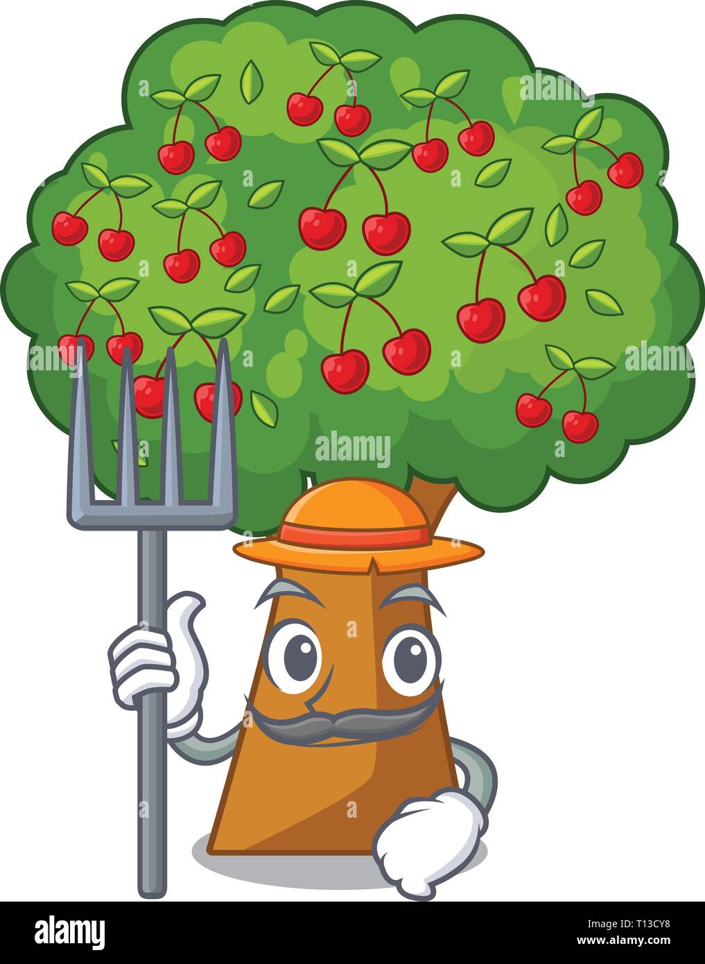 Farmer cherry tree in the cartoon shape Stock Vector Image & Art - Alamy