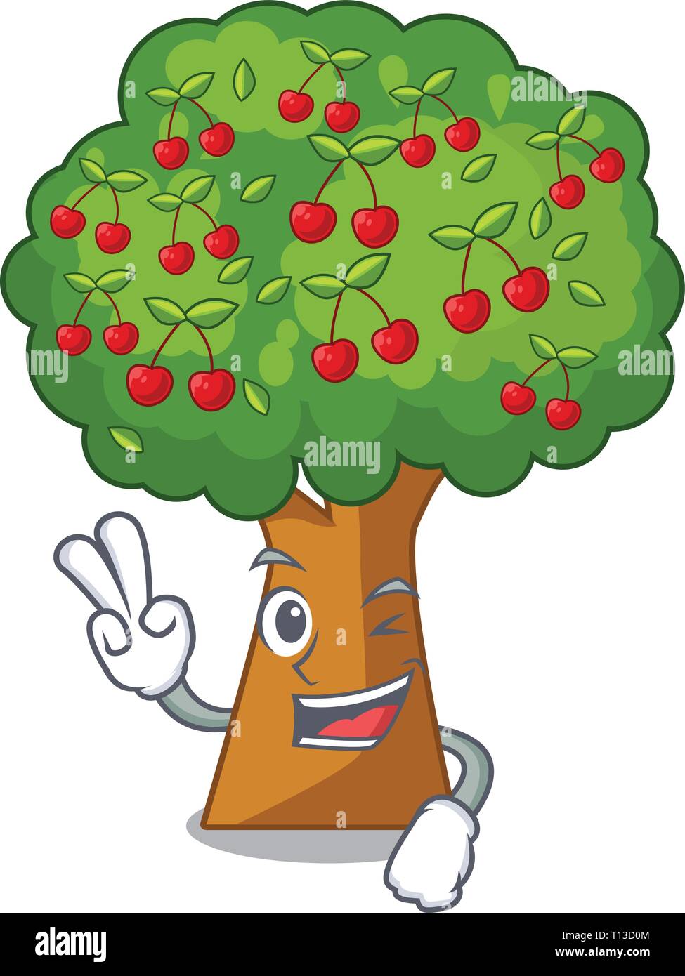 Two finger cherry tree isolated in the mascot Stock Vector Image & Art ...