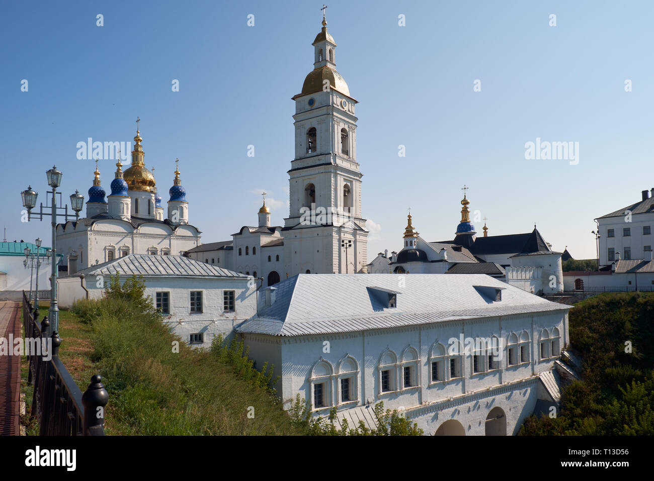 The architectural complex of Tobolsk white-stone Kremlin as seen from ...