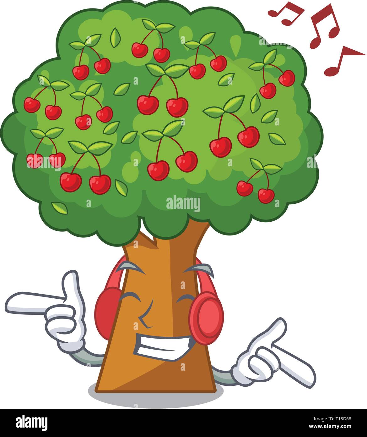 Listening music cherry tree toys in character shape Stock Vector Image ...
