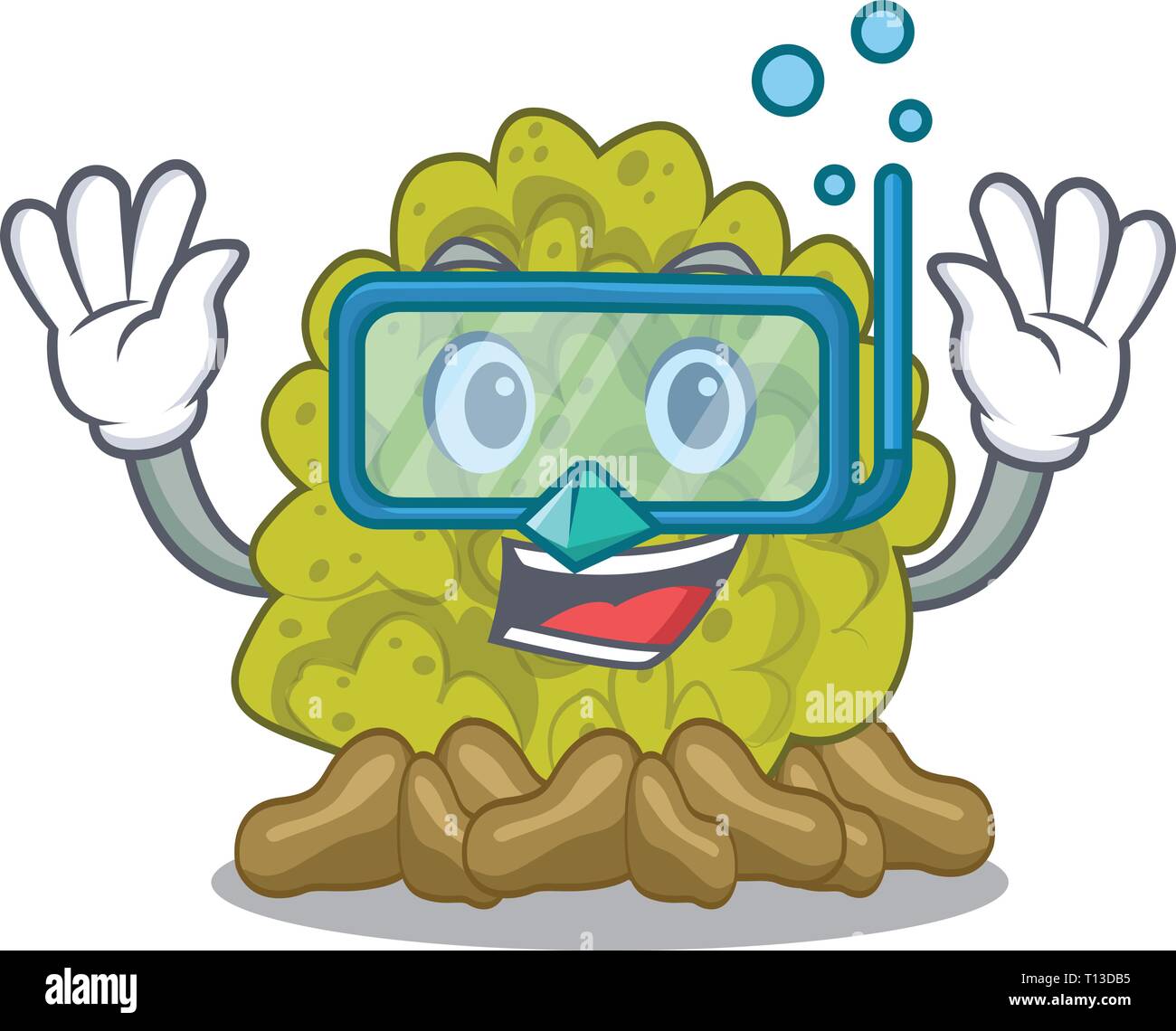 Diving miniature green coral reef with mascot Stock Vector Image & Art ...