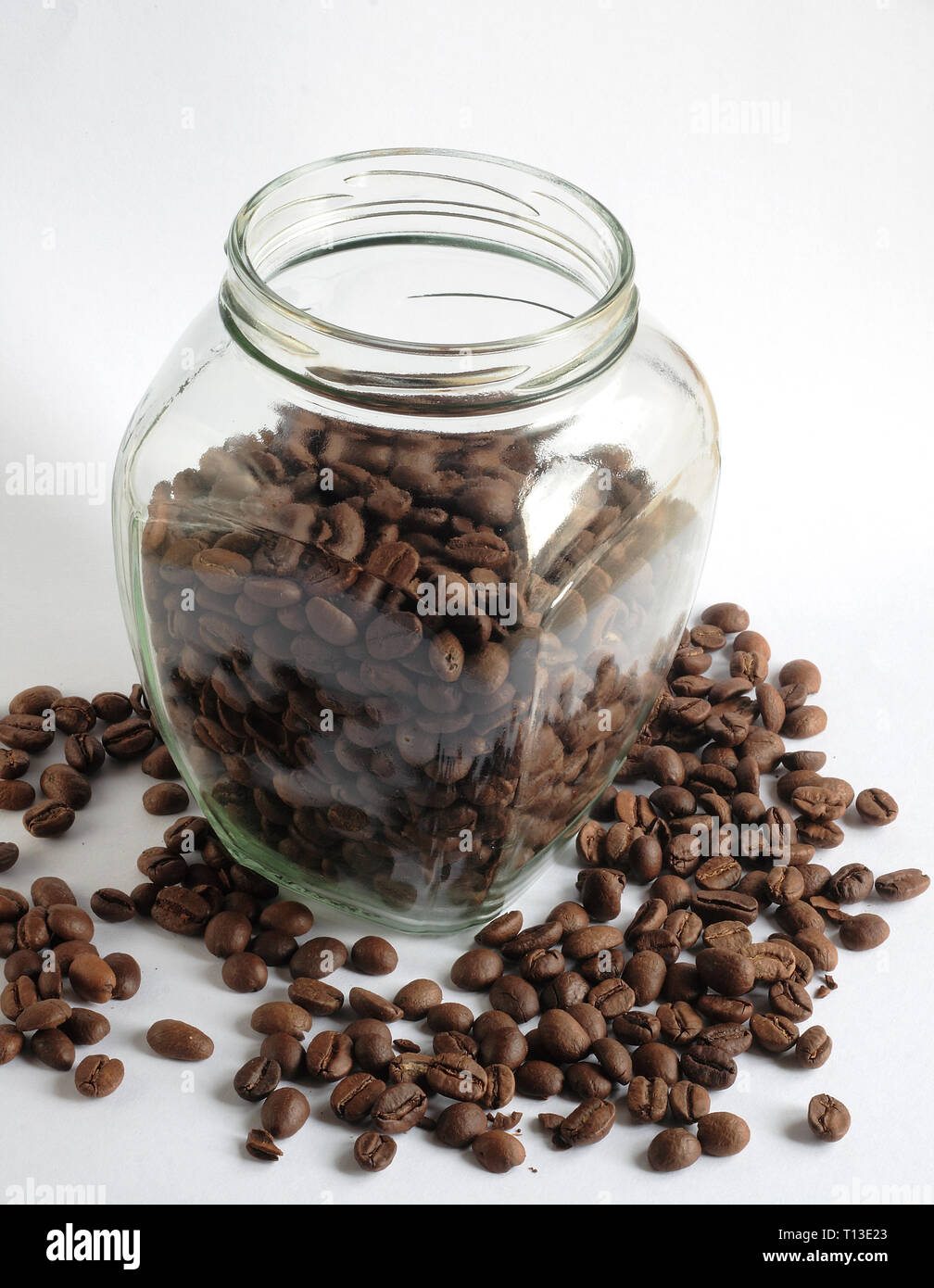 Bank coffee beans on white background Stock Photo - Alamy