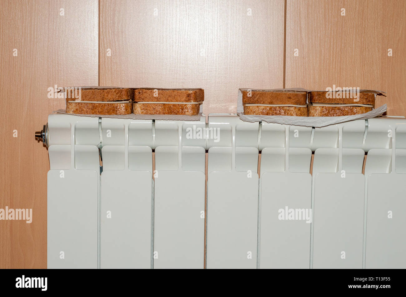 vegan cheese sandwich heating on top of the radiator Stock Photo - Alamy