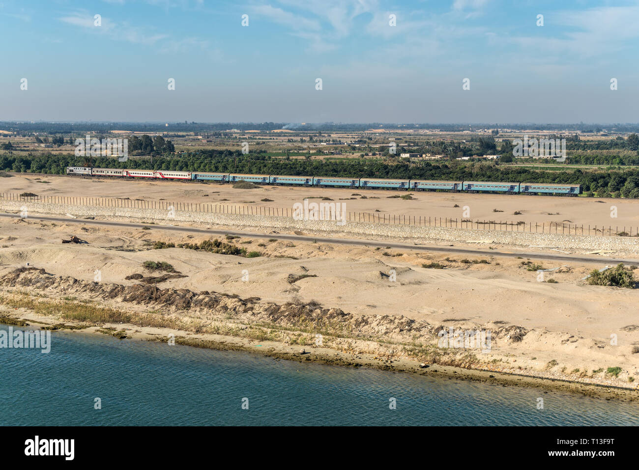Ismailia, Egypt - November 5, 2017: Egyptian passenger railway train ...