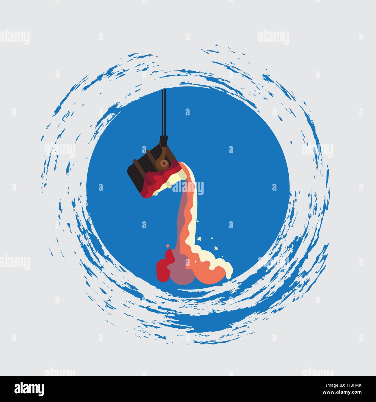 Metallurgical industry concept vector illustration Melting iron process ...