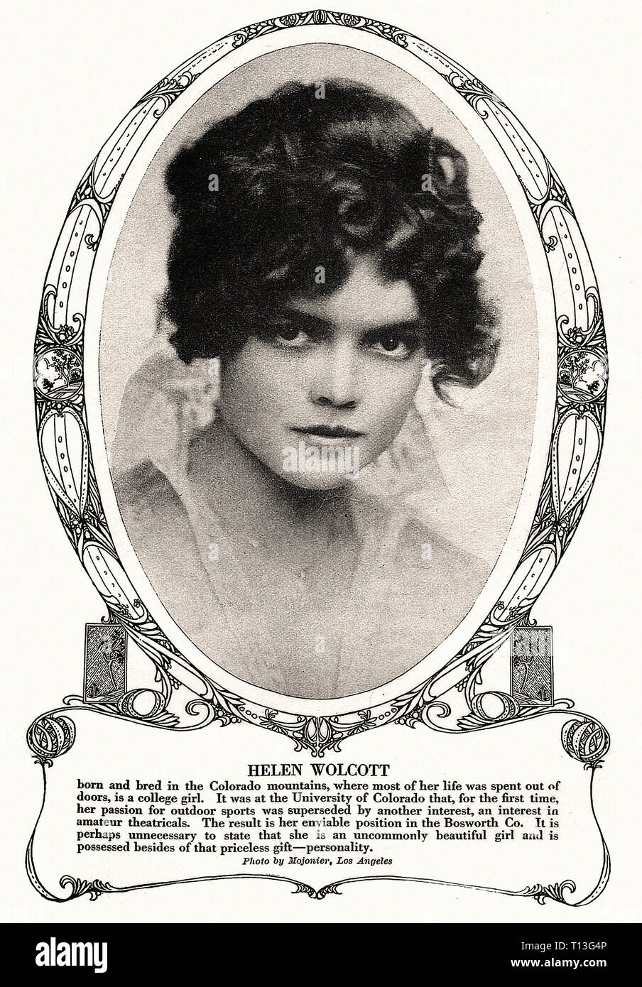 Promotional photography of Helen Wolcott 1915 - Silent movie era Stock ...