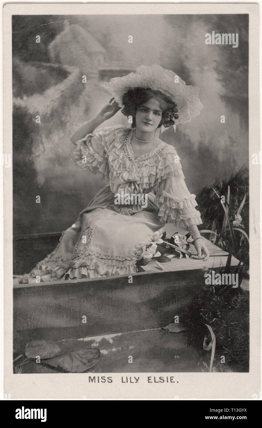 Promotional photography of Lily Elsie in a Boat - Silent movie era ...