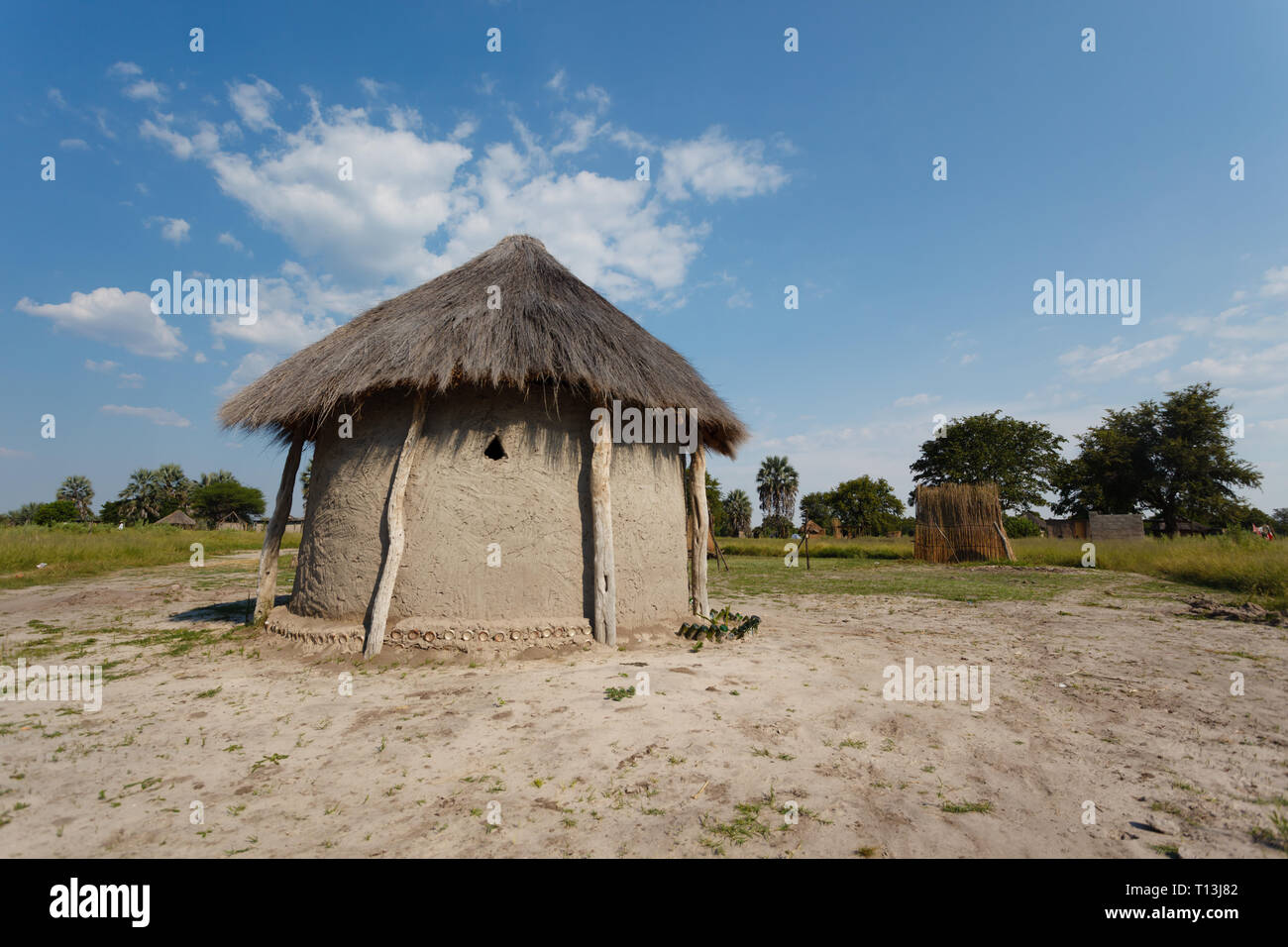 Exterior of native round mud hut in village in Okavango Delta Stock ...