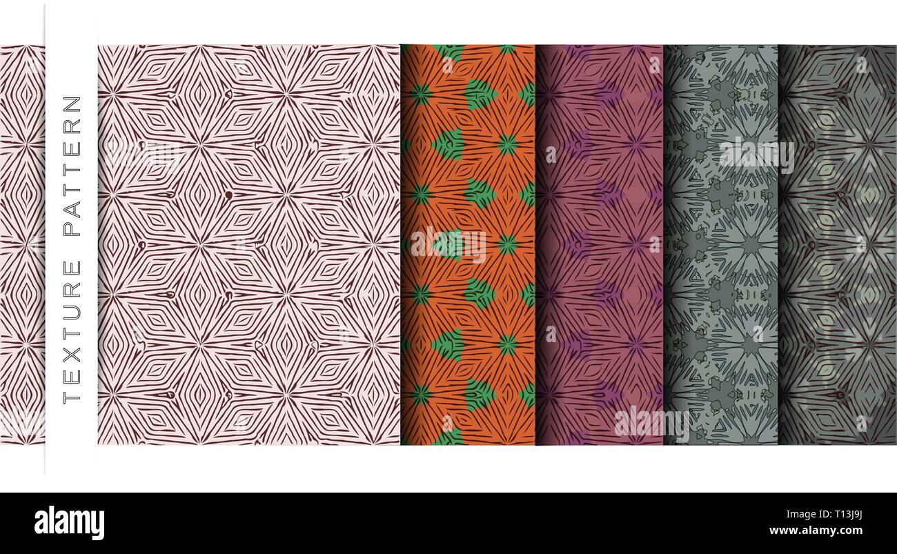 Set of Beautiful Vector Illustration Texture Pattern of Wallpaper ...