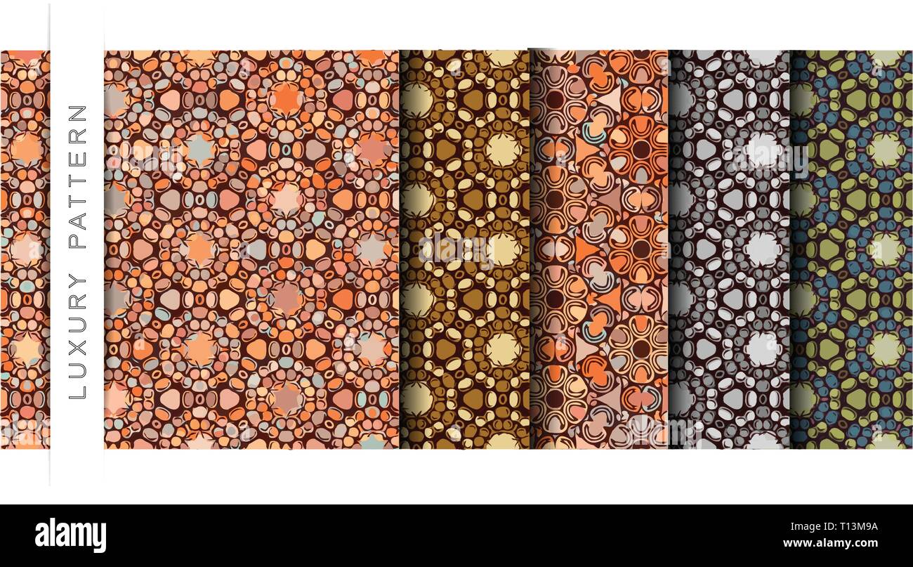 Set of Beautiful Vector Illustration Luxury Texture Pattern of ...