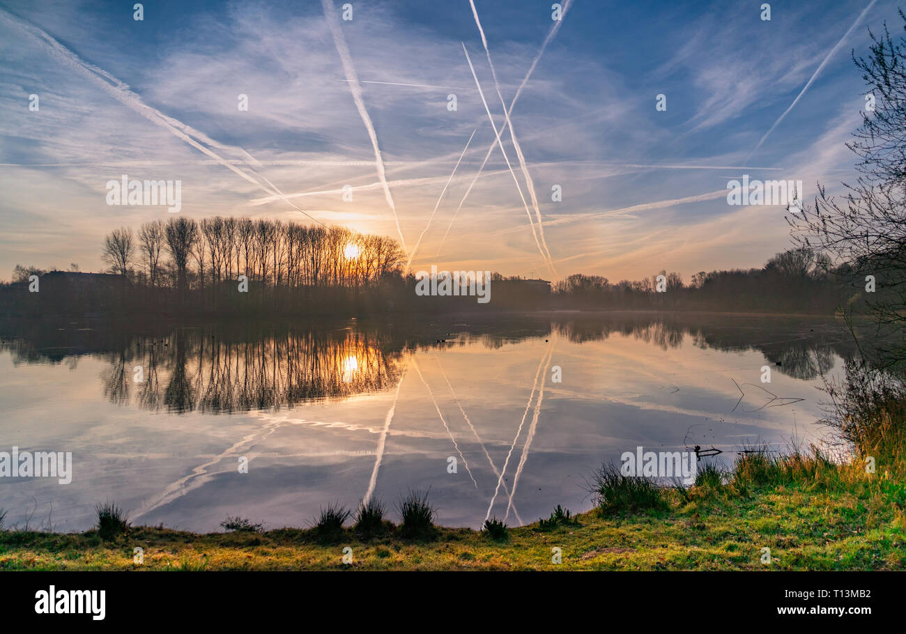 Sunrise over lake Padersee Stock Photo - Alamy
