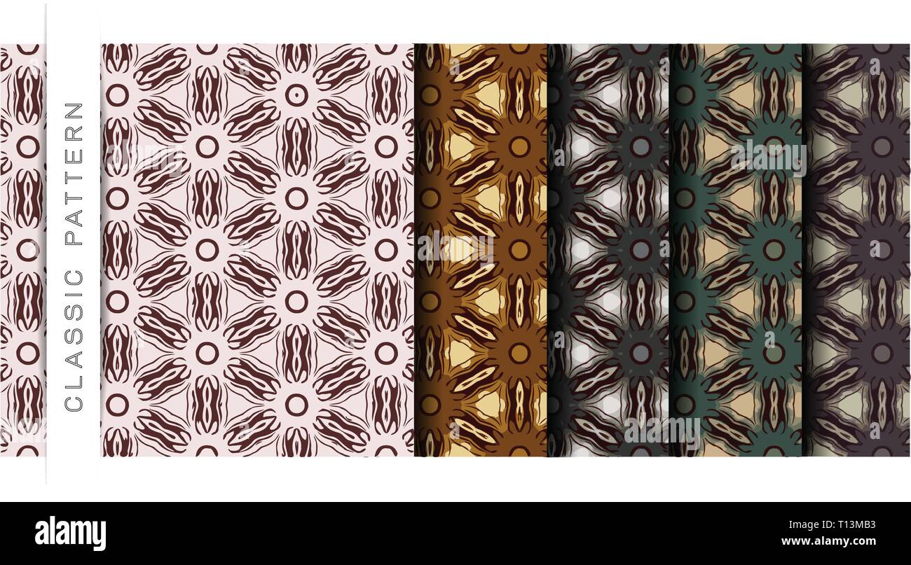 Set of Beautiful Vector Illustration Classic Pattern of Wallpaper ...