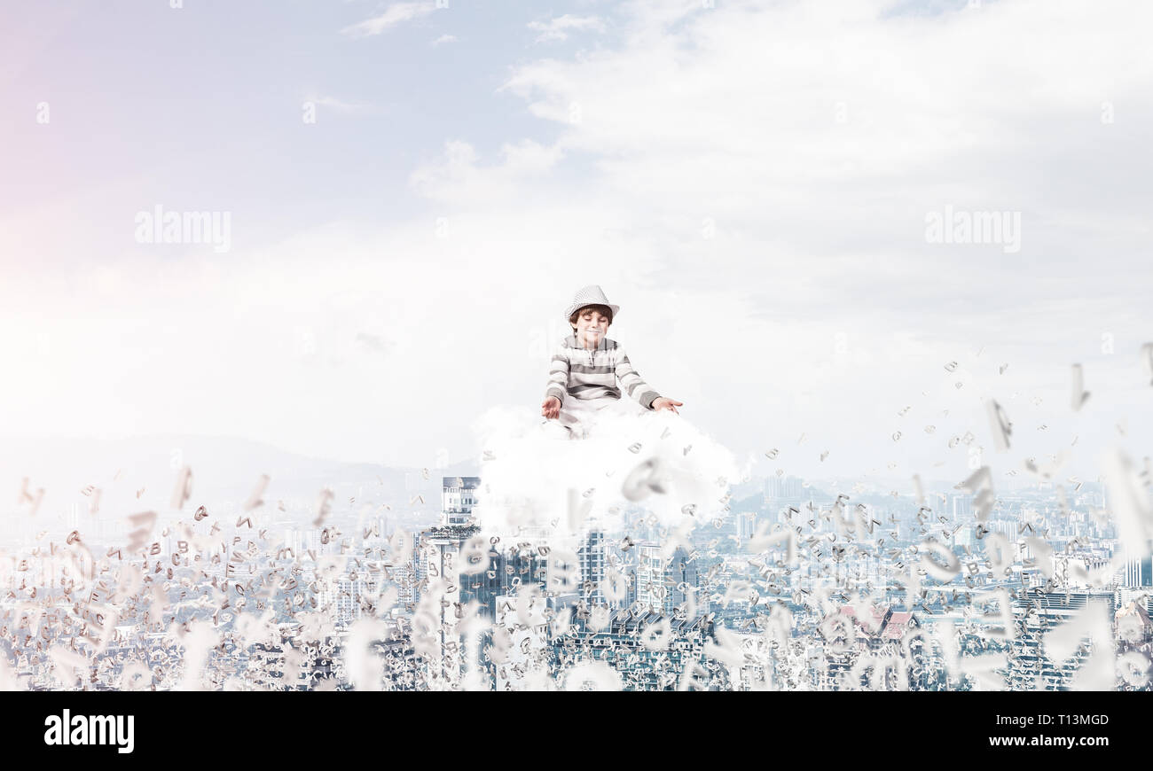 Little boy keeping mind conscious Stock Photo - Alamy