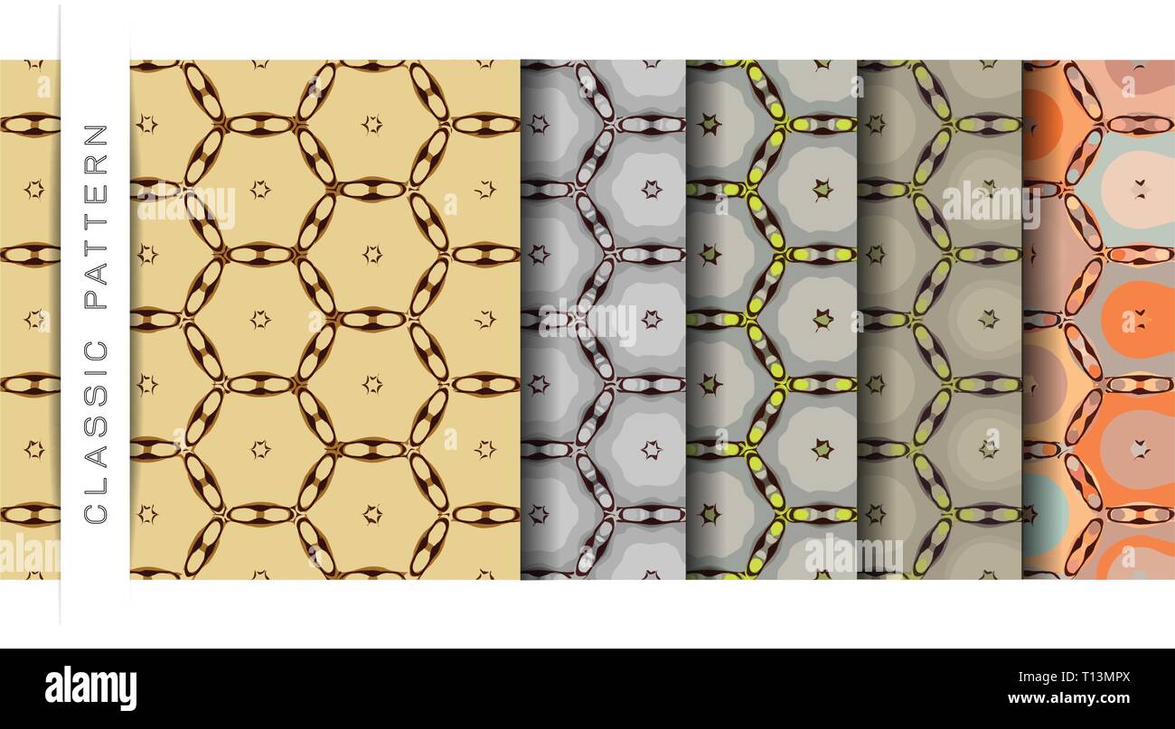 Set of Beautiful Vector Illustration Classic Pattern of Wallpaper ...