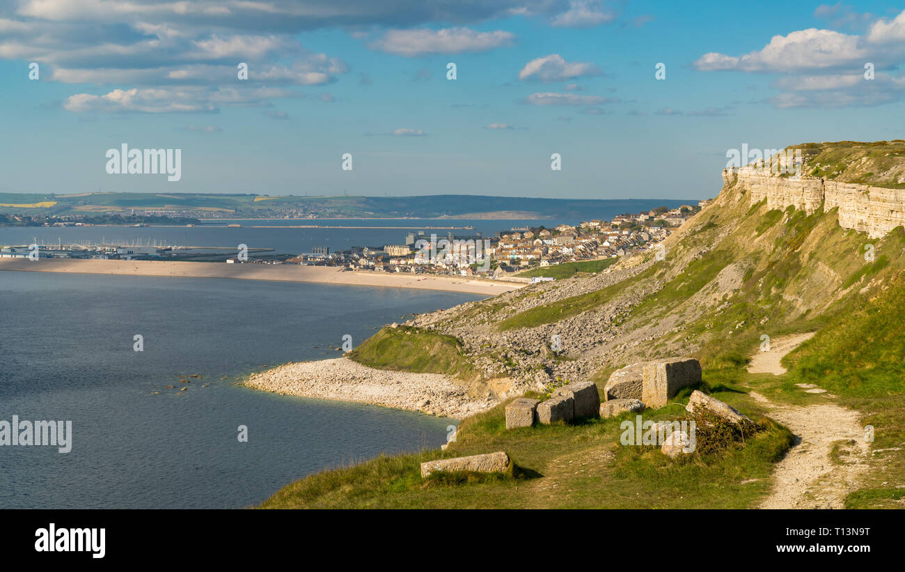 South West Coast Path on the Isle of Portland, looking towards ...
