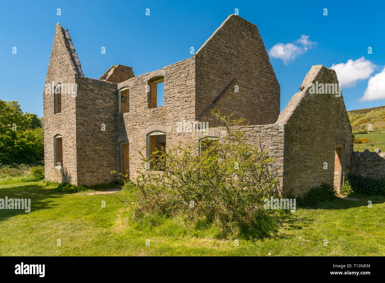 Ruin in the abandoned Tyneham Village near Kimmeridge, Jurassic Coast ...