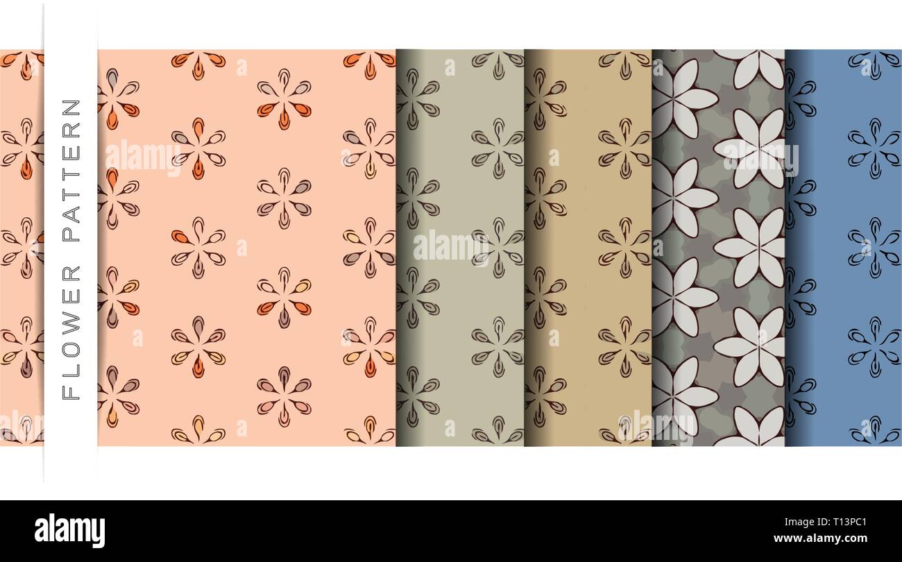 Set of Beautiful Vector Illustration Flower Pattern of Wallpaper ...