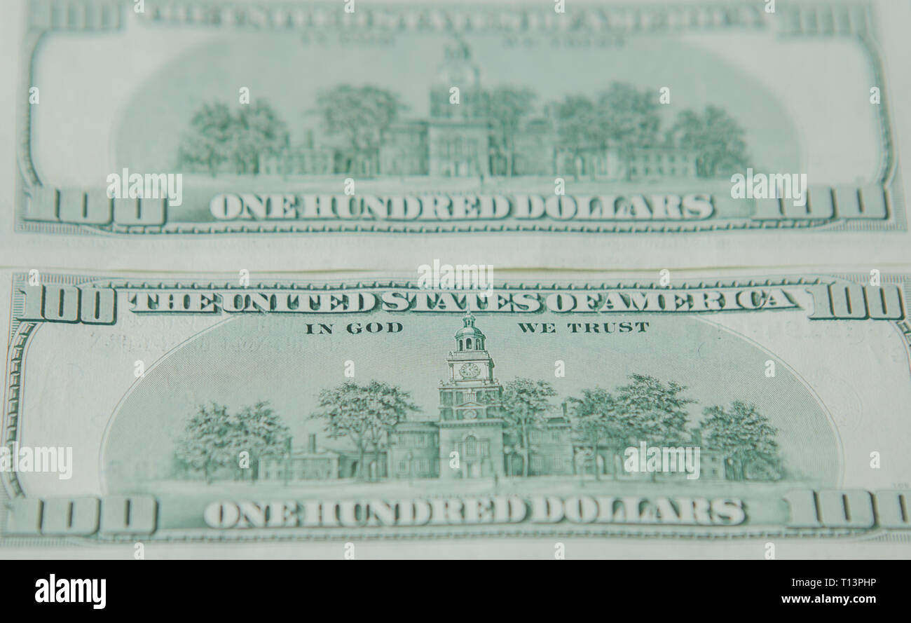 Reverse side 100 dollar bills hi-res stock photography and images - Alamy
