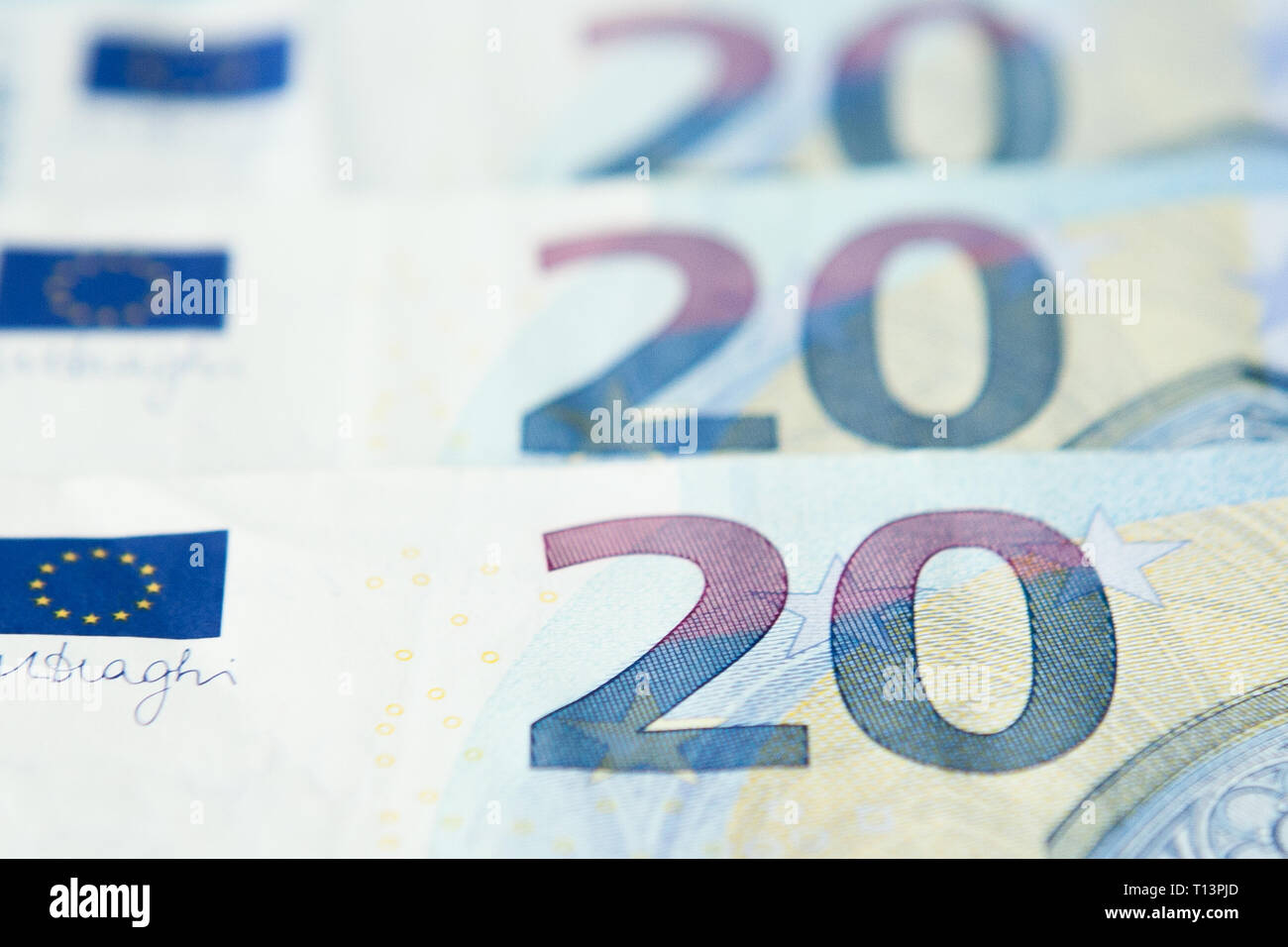 closeup of new banknote of twenty euros background Stock Photo - Alamy