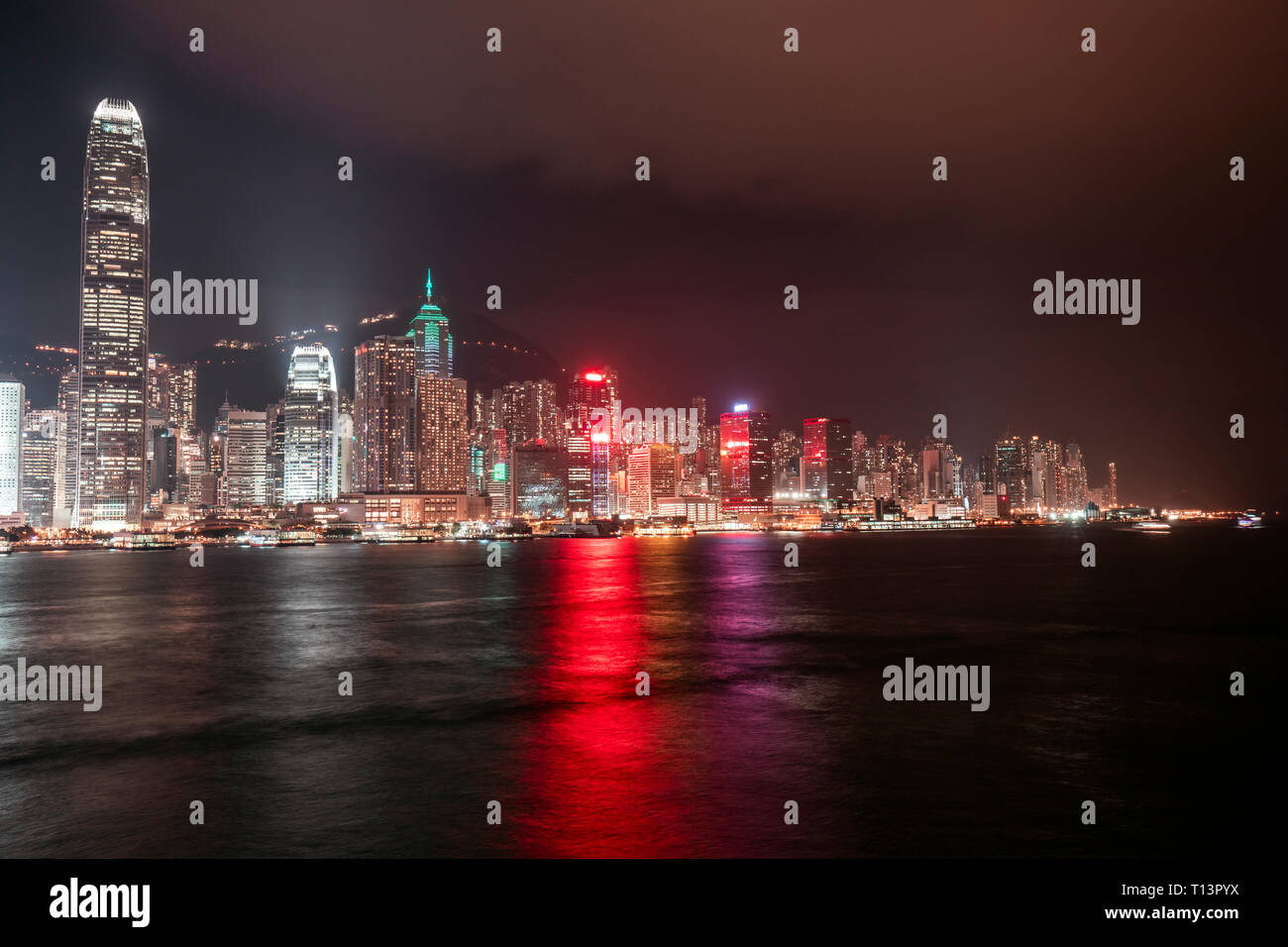 Hong Kong, Tsim Sha Tsui, cityscape at night Stock Photo - Alamy