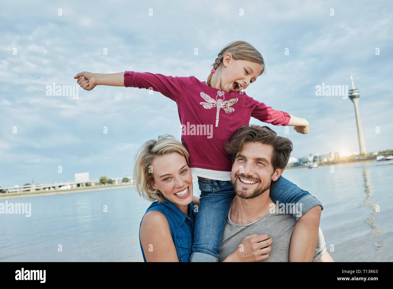 Happy family daughter rhine riverbank hi-res stock photography and ...